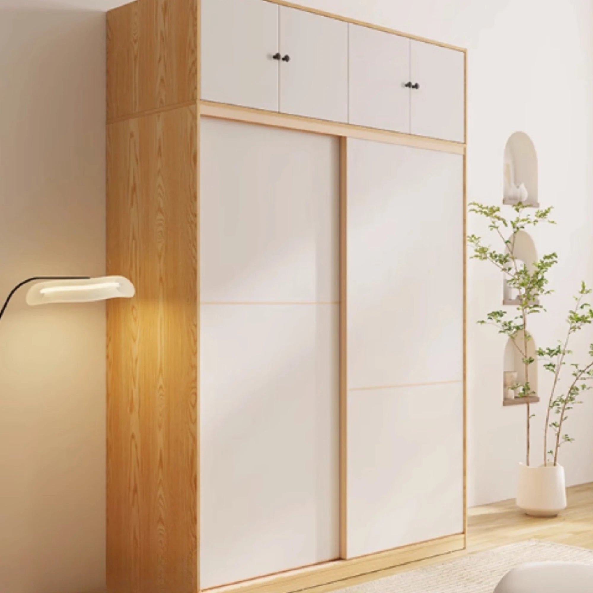 Linspire Grace Sliding Door Wardrobe + Top Cabinet 160cm White – Urban Sales